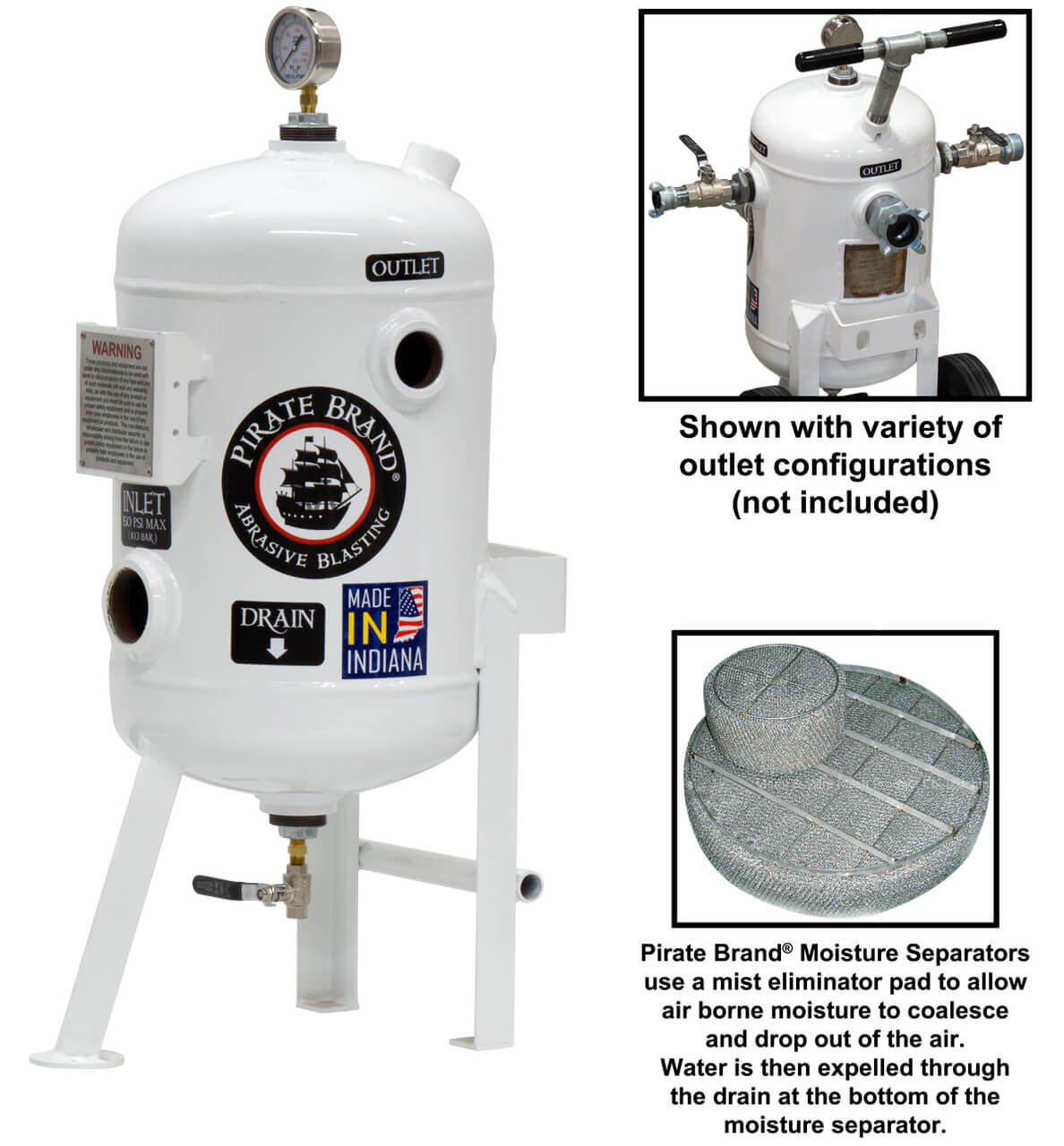 800 CFM Stationary Moisture Separator – 150 PSI (10.3 BAR) with 2″ Inl ...